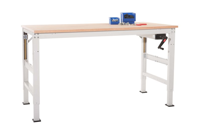 Manuflex Arbeitsgrundtisch UNIVERSAL Ergo K mit Multiplexplatte BxTxH = 2500 x 800 x 722-1022 mm ...