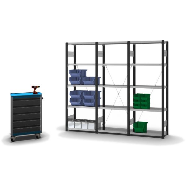 hofe Anbauregal zerlegt 5 Böden 2000 x 300 x 750 mm verzinkt ...