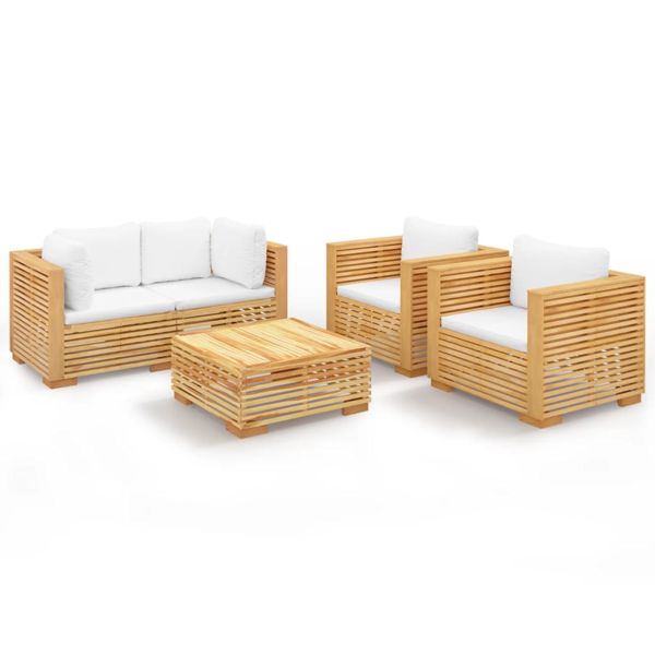 vidaXL 5-tlg. Garten-Lounge-Set mit Kissen Massivholz Teak 3100869 ...