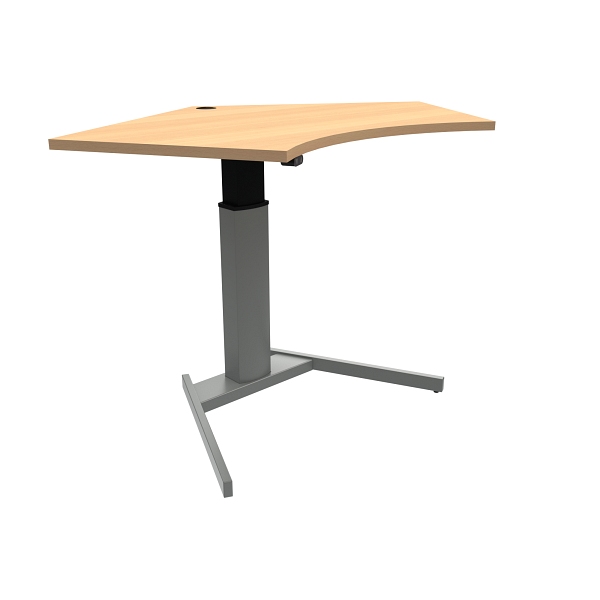 ConSet Schreibtisch (Steh/Sitz) 1-Säulig Silber + Platte Trapezform ...