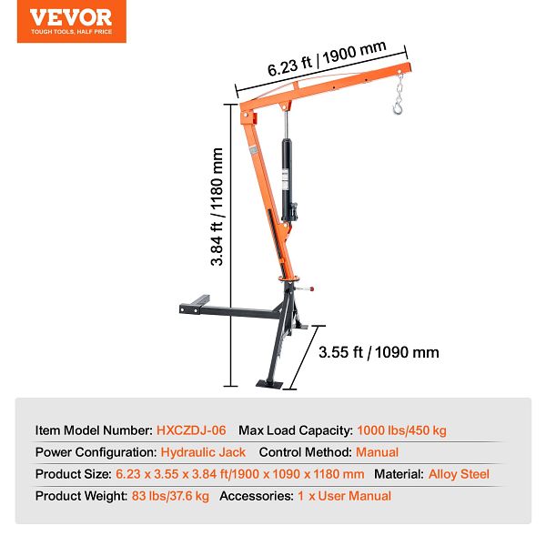 VEVOR Pickup Kran Ladekran Schwenkkran Hebekran Stahl 450kg 360° Werkstattkran ...
