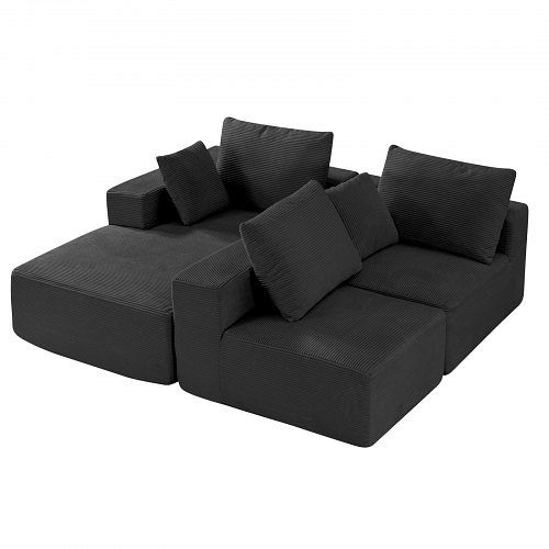 VEVOR Modulares Schlafsofa L-Form Cord Schwarz 545 kg belastbar 265 cm ...