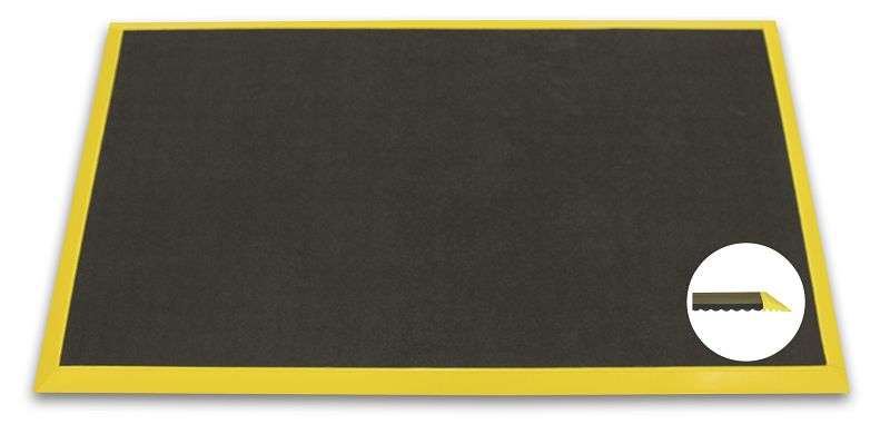 Ergomat Basic Bubble Down Anti-Ermüdungs-Matte mit gelben Kanten Länge 120 cm Breite 60 cm ...