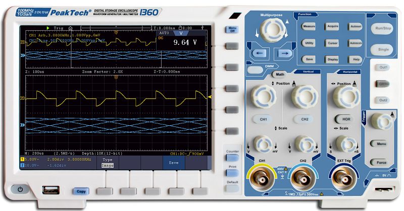 PeakTech 100 MHz / 2 CH 1 GS/s "All in one" Oszilloskop mit ...