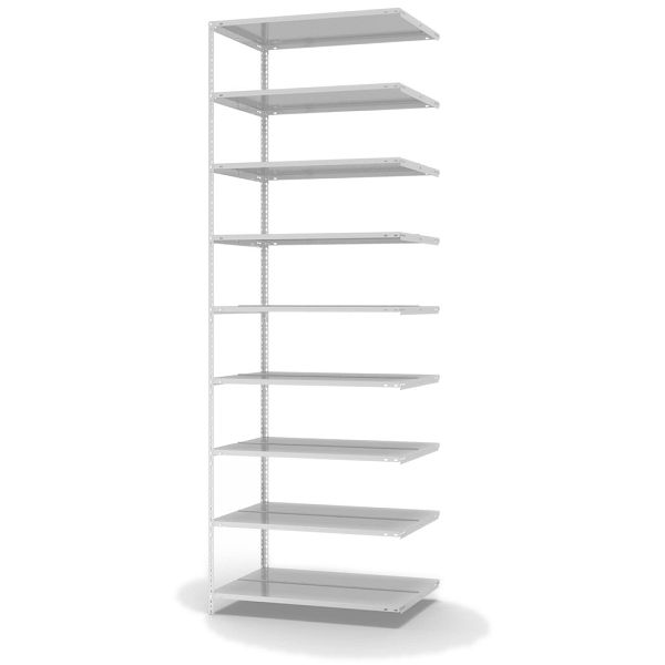 hofe Akten-Anbauregal 2900x600x1000 mm 9 Fachebenen für 192 Ordner RAL 7035 90 kg Fachlast 540 ...