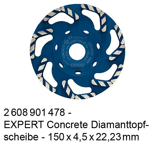 Bosch EXPERT Concrete Topfscheibe 150 x 2223 x 45 mm für Betonschleifer ...