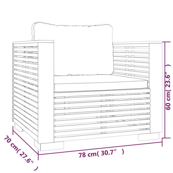vidaXL 5-tlg. Garten-Lounge-Set mit Kissen Massivholz Teak 3100869 ...