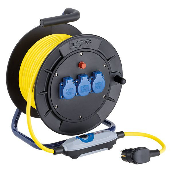 ELSPRO Vollgummi-Leitungsroller Baureihe LRX 230V 3xSCH 33m 25mm² PRCD ...