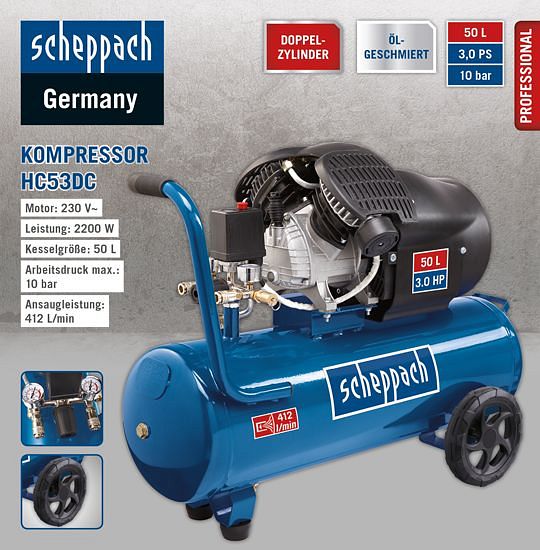 Scheppach Kompressor HC53DC 2.20kW 230V/50Hz 5906102901 günstig ...