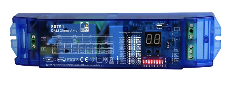 rutec Projekt DALI Dimm - Aktor 100 - 240V DALI Aktor 1050mA/ 50W 1400mA/ 49W 1800mA/ 48W PHZ791 ...