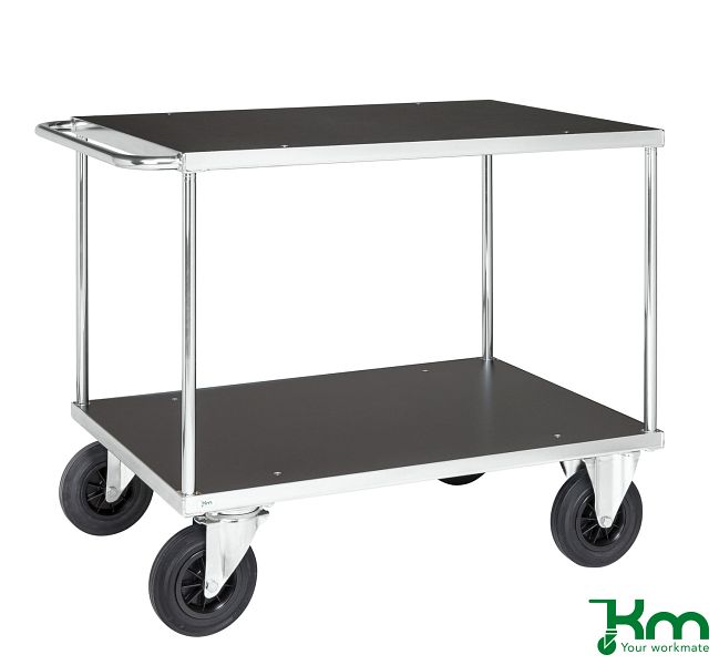 Kongamek Tischwagen 2 Bock- und 2 Lenkrollen aus Vollgummi mit Bremsen ...