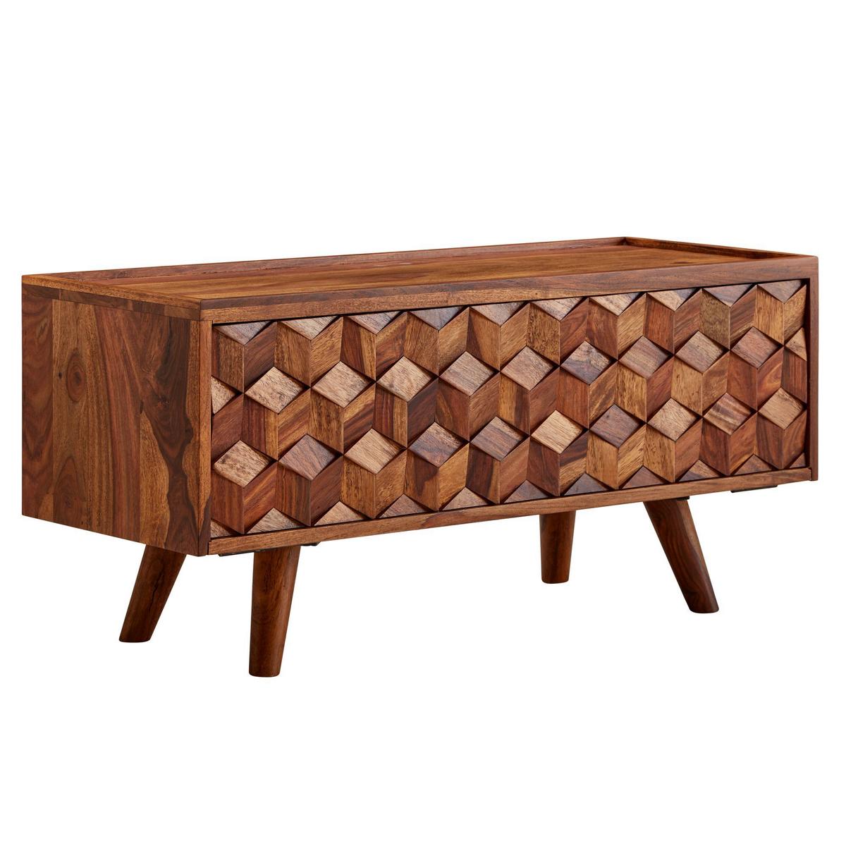 Wohnling Lowboard Sheesham Massivholz 92x44x35 cm TV-Kommode mit ...