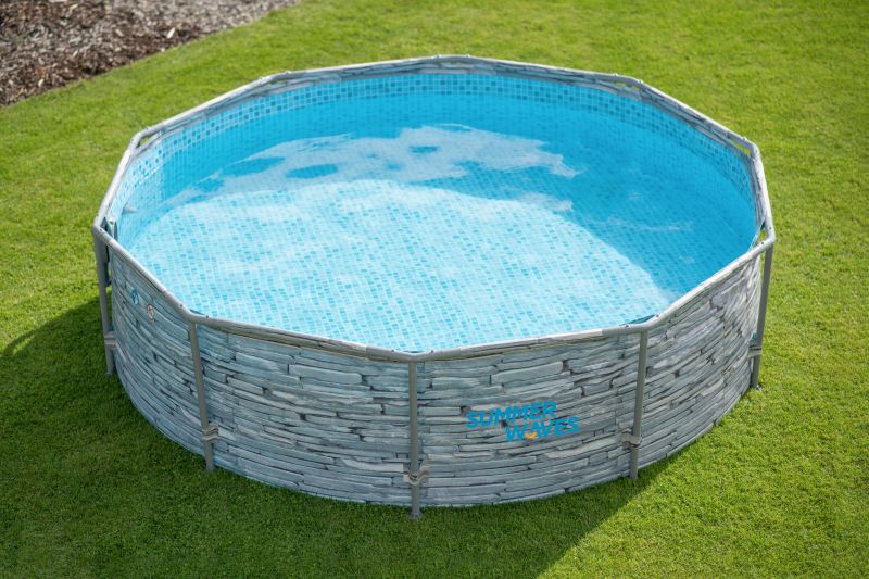 Summer Waves Pool Active Frame Ø305x76 cm Stein grau PGP20010301 ...