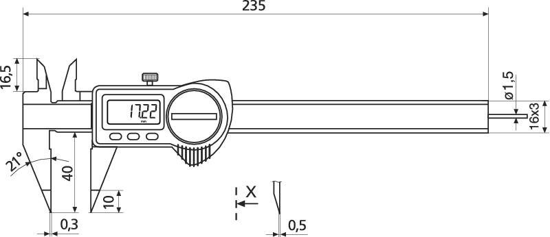 HELIOS PREISSER Digitaler Taschenmessschieber IP 67 spitze Messschenkel Messbereich 150 mm ...