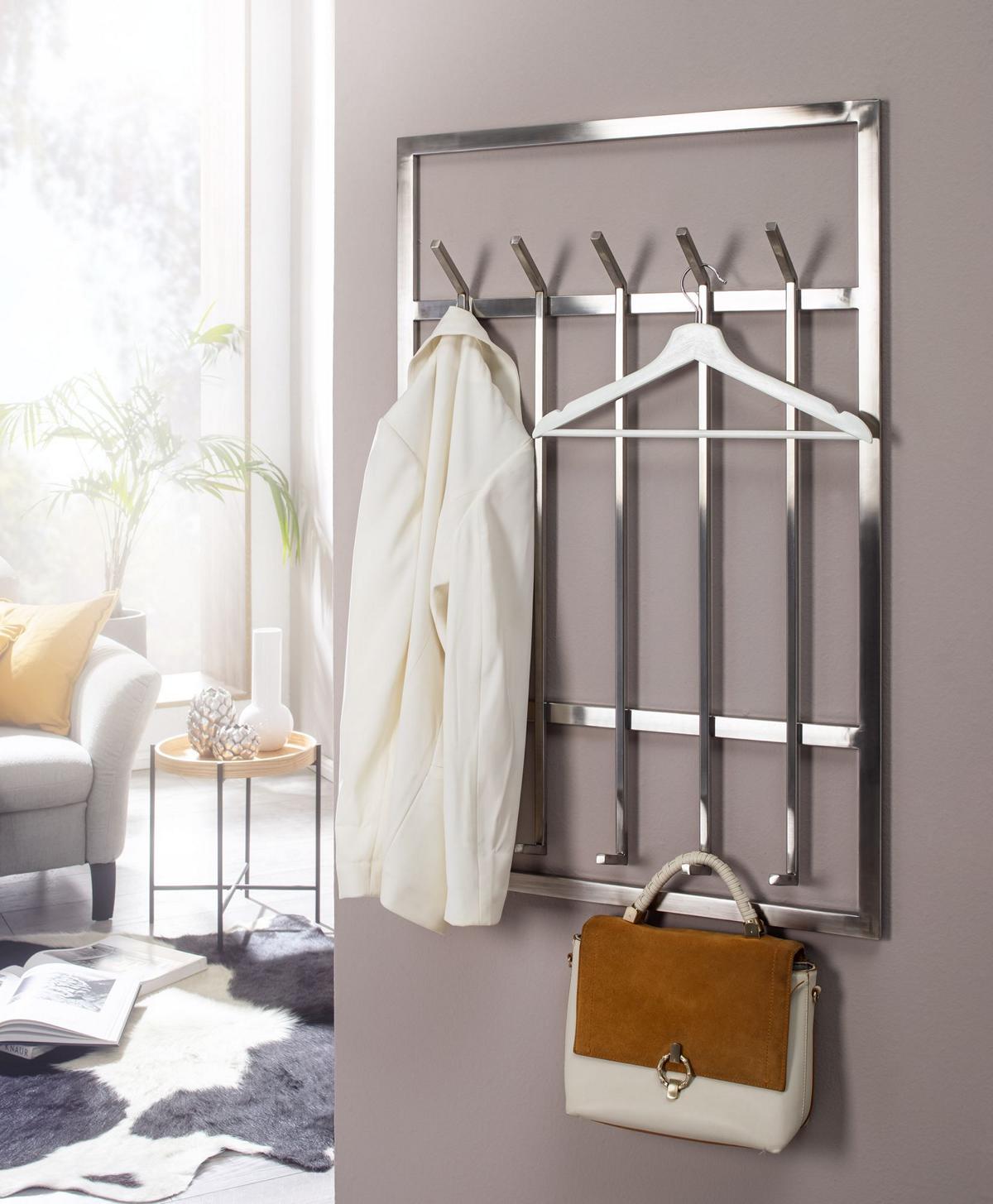 Wohnling Wandgarderobe Metall Silber 60x100x75 cm Design Flurgarderobe ...