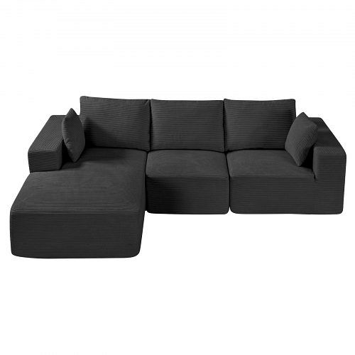 VEVOR Modulares Schlafsofa L-Form Cord Schwarz 545 kg belastbar 265 cm ...