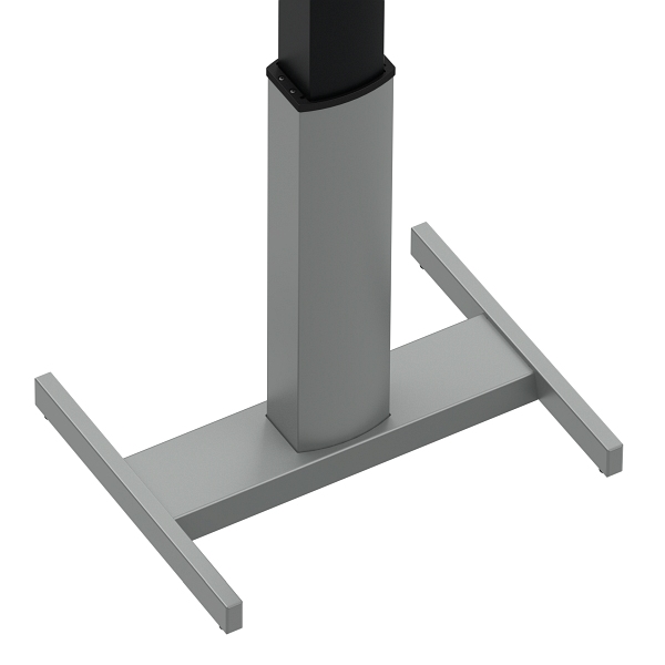 ConSet Schreibtisch (Steh/Sitz) 1-Säulig Silber + Platte 080-60 cm Weiß ...