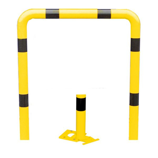 Stein HGS Rammschutzbügel -Solid- Ø 76 mm 1000x1150mm zum Aufdübeln mit Bodenplatte 160 x 180 mm ...