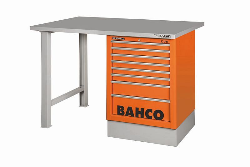 Bahco Robuste Werkbank mit 40 mm Edelstahl-Arbeitsplatte 1500 mm inkl. Werkzeugschrank mit 6 ...
