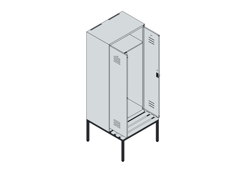 C+P Umkleidespind Classic PLUS Doppel-Spind 2 Abteile 2120x800x815mm ...