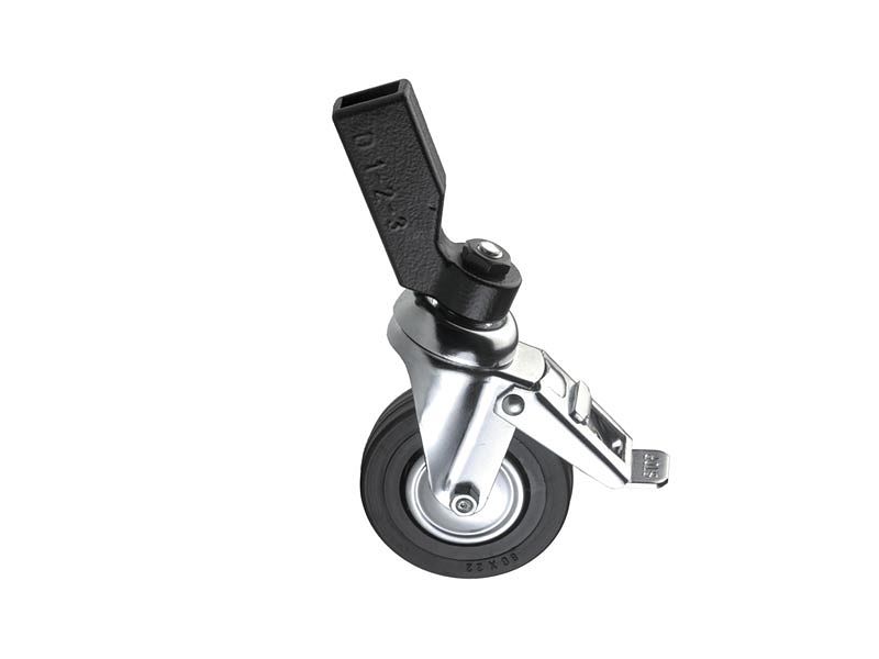 ELSPRO Räderset (Ø 80 mm) mit Doppelbremse und Adapter aus schwarzem ...