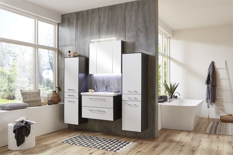Marlin Bad 3400 Badset 80 cm Seidenglanz Weiß/Anthrazit Matt ASEN ...