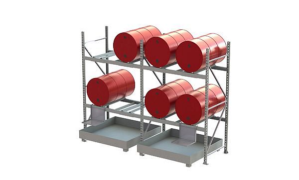 Meta MINI-RACK Fassregal GR mit Auffangwanne für 200 Liter 20068534 ...