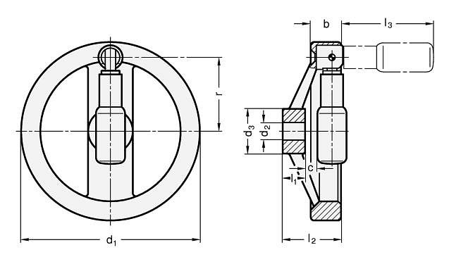 Ganter Umleggriff-Handräder Sicherheits-Umleggriff (GN 322.7-200-K20-R) 322.7-200-K20-R günstig ...