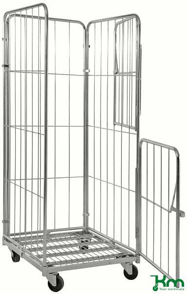 Kongamek Rollcontainer 4 Seiten 720 x 800 x 1800 mm Verzinkt 2 Lenk ...