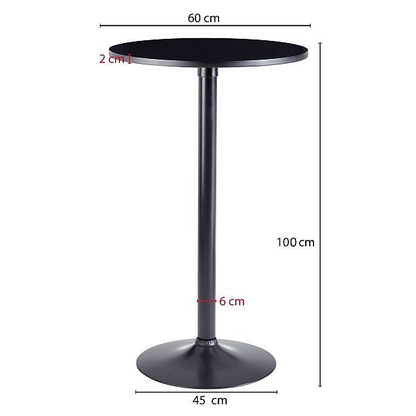 Wohnling Design Bartisch Schwarz Stehtisch Ø 60 cm Metall / Holz 100 cm ...