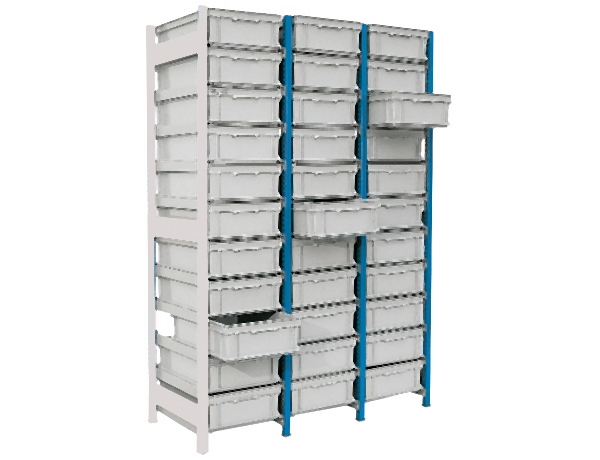 Tixit EURO-Behälterregal mit Behälter Anbauregal 11 Behälter 600 x 400 ...