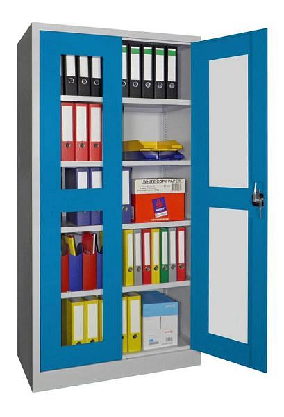 Pavoy Flügeltürenschrank 1950/500/1000 Drehgriff Böden verzinkt Sichtfenster 31310-100-590-910 ...