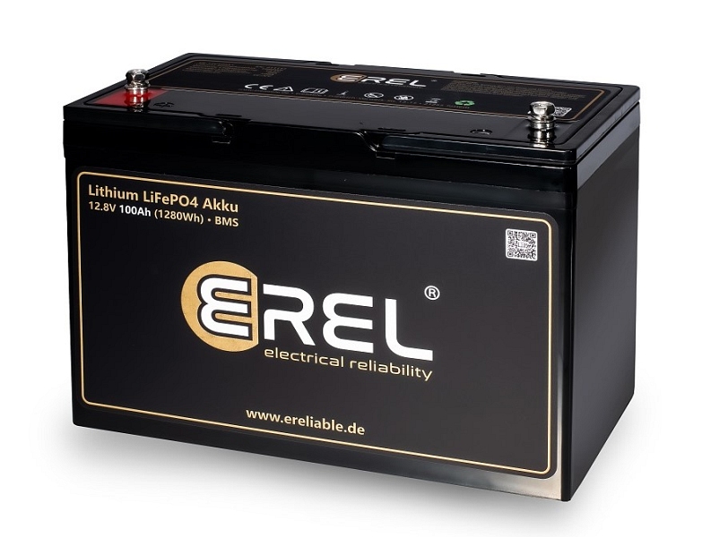 EREL 128V LiFePO4 Lithium Speicher- und Versorgungsbatterie 100Ah 1280Wh ER-12V100A1 günstig ...