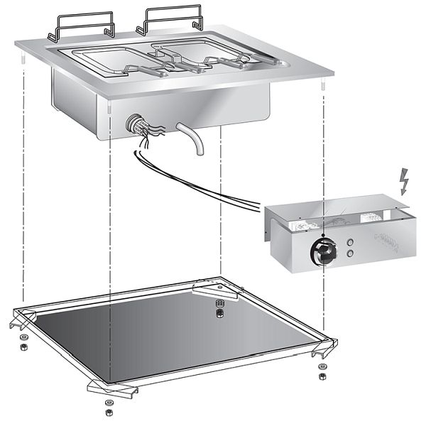 Gastro-Inox drop-in Nudelkocher 60cm mit Anschlusskasten 160.553 ...
