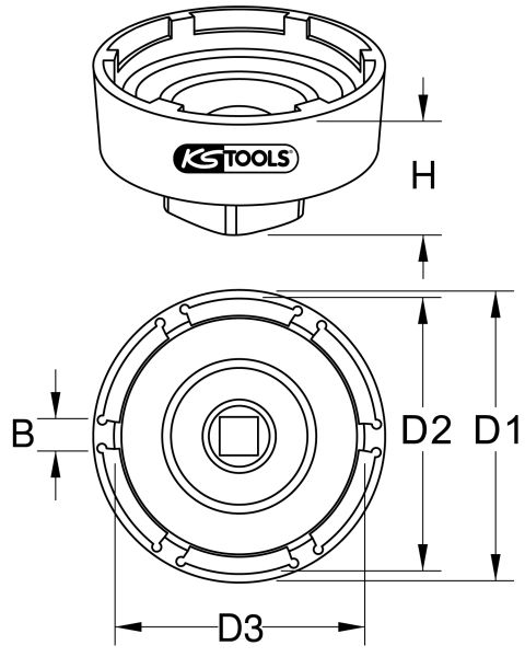 KS Tools 3/4" Nutmuttern-Schlüssel mit 4 Zapfen für Scania Innenzapfen Ø 64 mm 460.0465 günstig ...