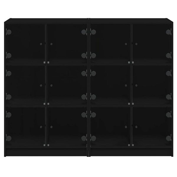 vidaXL Bücherregal mit Türen Schwarz 136x37x109 cm Holzwerkstoff ...