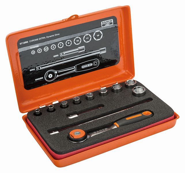 Bahco 1/4" Steckschlüssel-Satz mit Umschaltknarre 6950RN 12-teilig ...