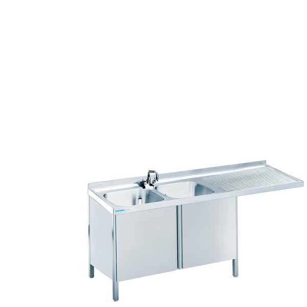 CHROMOnorm Spülcenter mit 2 Becken links Tiefe 700mm Länge 1900mm ...