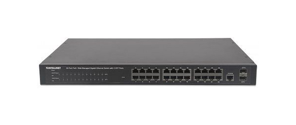INTELLINET 24-Port Gigabit Ethernet PoE+ Web-Managed Switch mit 2 SFP ...