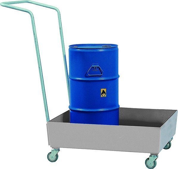 asecos Auffangwanne Stahl verzinkt fahrbar Volumen 60L 635x810x980mm ...