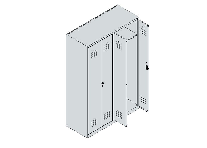 C+P Umkleidespind Classic PLUS Doppel-Spind 4 Abteile 1850x1200x500mm ...