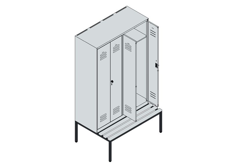 C+P Umkleidespind Classic PLUS Doppel-Spind 4 Abteile 2120x1200x815mm ...