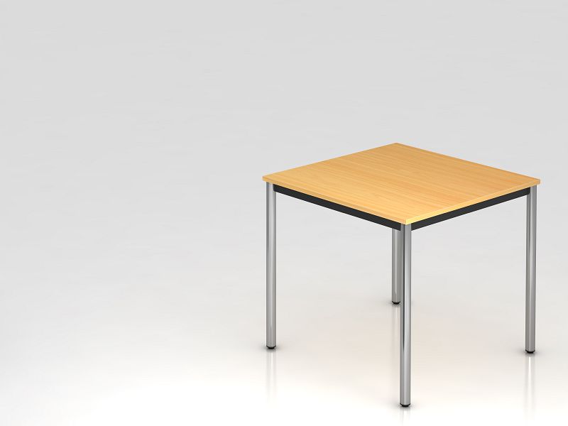 Hammerbacher Besprechungstisch Rundfuß 80x80 Buche/Chrom Rechteckform ...