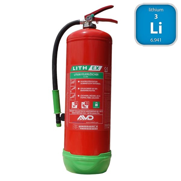 MedX5 9 l LithEX AVD-Feuerlöscher für 500-750 Wh Li-Ion-Akku & A-Brände ...