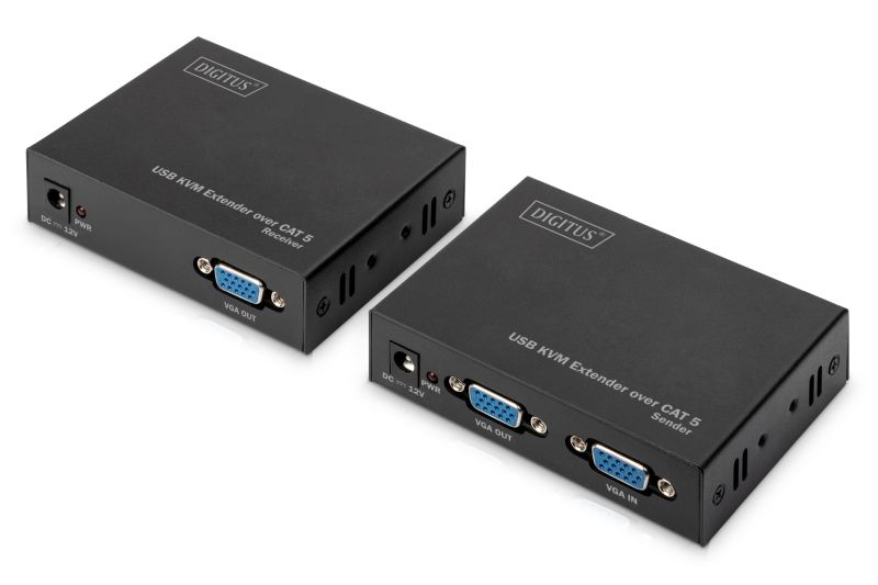 DIGITUS USB KVM Extender 1 Lokal + 1 Remote Benutzer bis zu 200M (CAT5 ...
