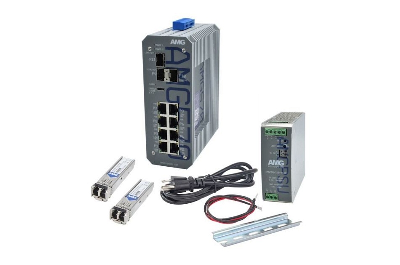 AMG Systems Industrieller 11 Port Managed PoE Switch Kit PoE Budget ...