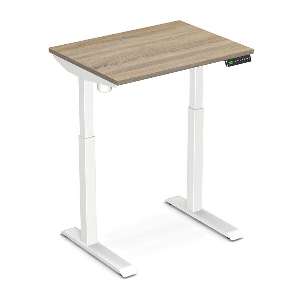 Worktrainer Sitz-Steh-Schreibtisch StudyDesk (Weiß / Eiche Mittelhell ...