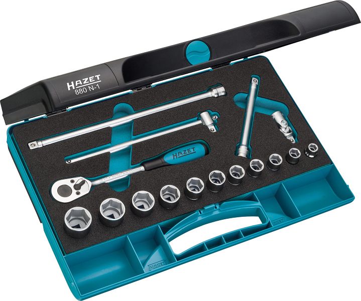 Hazet Steckschlüssel Satz Vierkant hohl 10 mm (3/8 Zoll) Außen-Sechskant-Tractionsprofil Anzahl ...