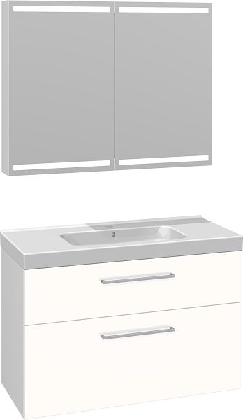 Dansani Luna 101 cm Menuet Set mit Spiegelschrank Weiß Hochglanz LU ...