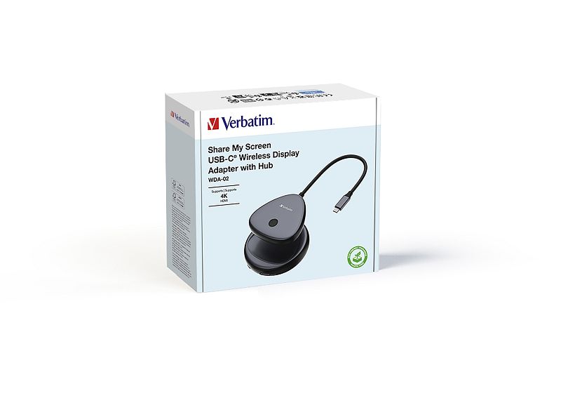 Verbatim Share My Screen USB-Wireless Adapter 4K mit Hub WDA-01 schwarz ...